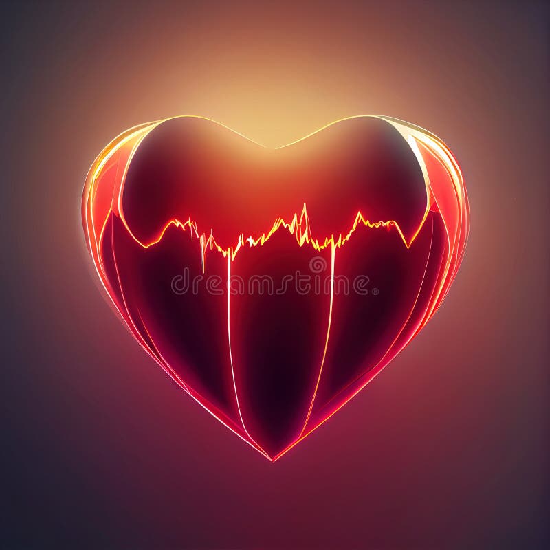 Abstract Glowing Red Heart on a Gradient Background. AI-generated Stock ...
