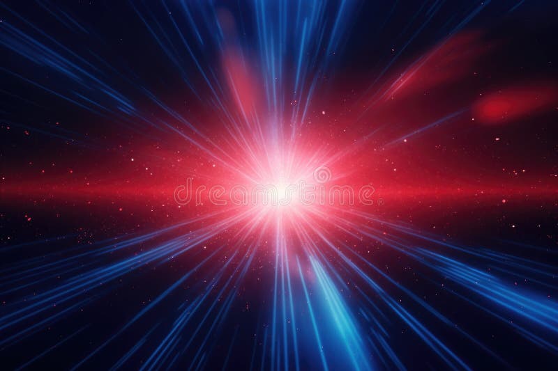 Abstract Glowing Red Light Effect with Sparkling Rays Blue Backlight ...