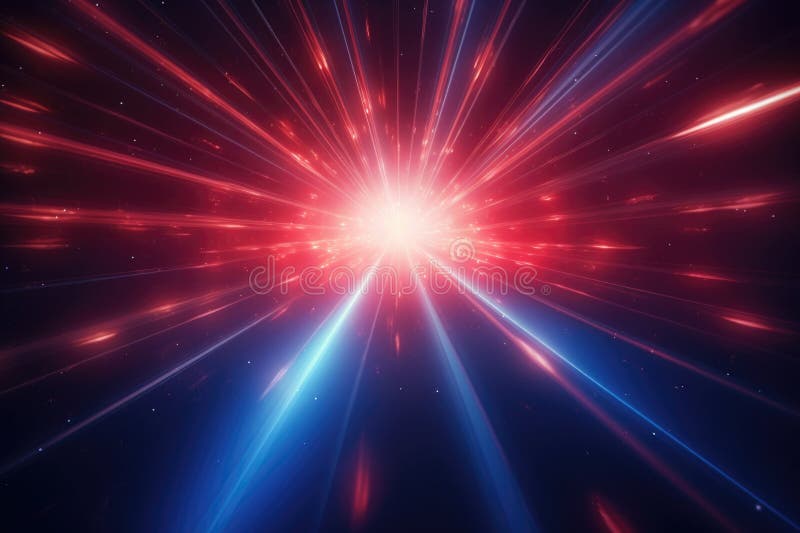 Abstract Glowing Red Light Effect with Sparkling Rays Blue Backlight ...