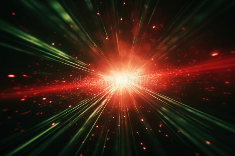 Abstract Glowing Red Light Effect with Sparkling Rays Blue Backlight ...