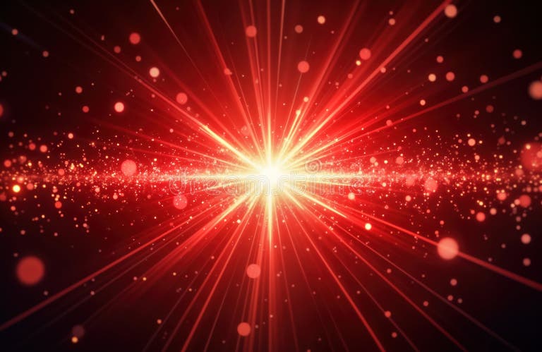 Abstract Glowing Red Light Effect with Sparkling Rays, White Backlight ...