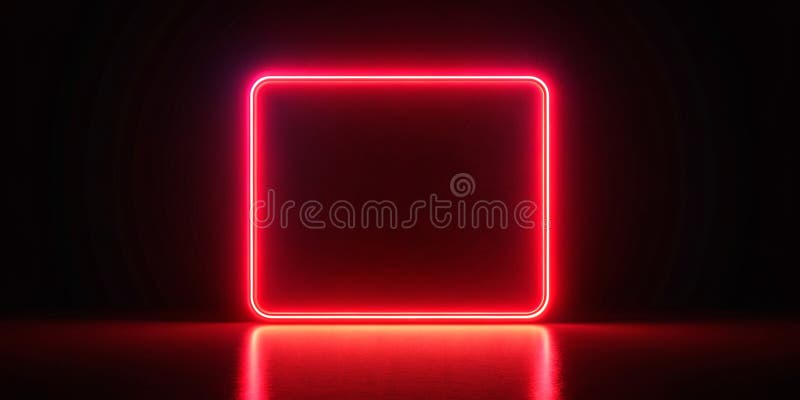 Abstract Glowing Red Neon Square Frame on Dark Background AI-Created ...
