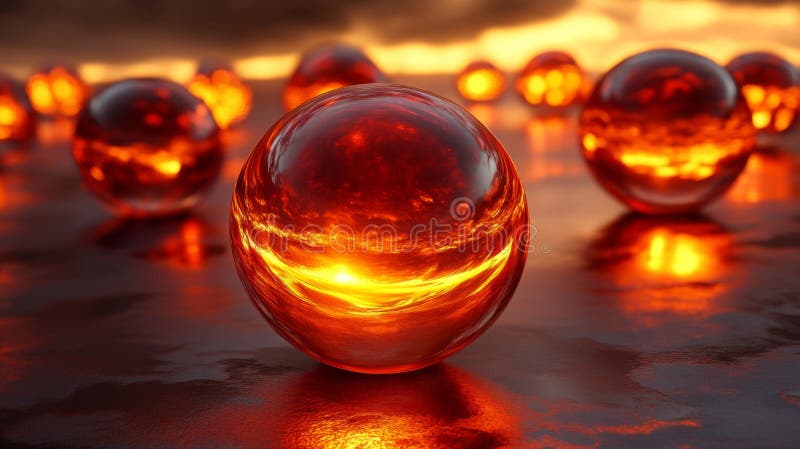 Abstract Glowing Red Spheres Stock Illustration - Illustration of ...