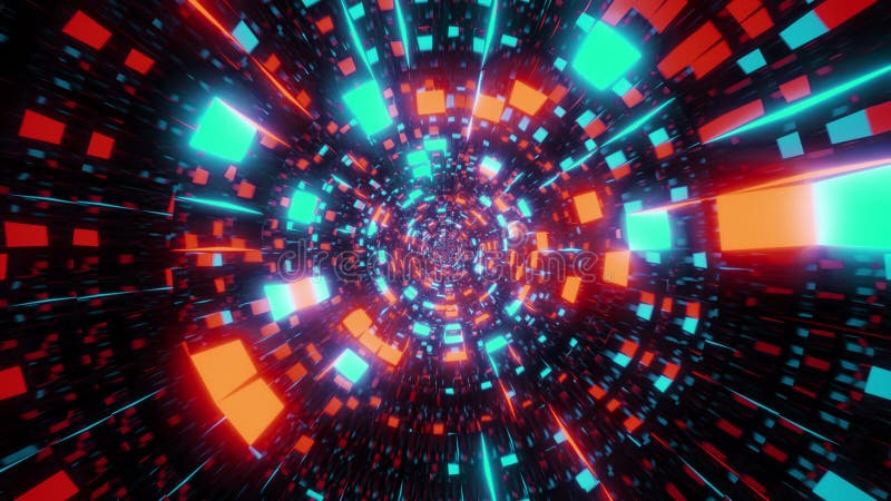 Abstract Glowing and Reflective Pattern Tunnel Design 3d Illustration ...