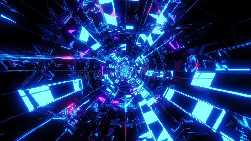 Abstract Glowing and Reflective Pattern Tunnel Design 3d Illustration ...