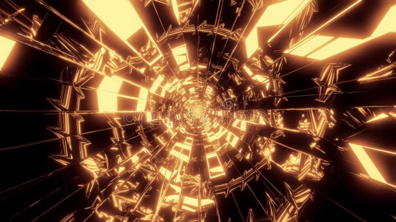 Abstract Glowing and Reflective Pattern Tunnel Design 3d Illustration ...