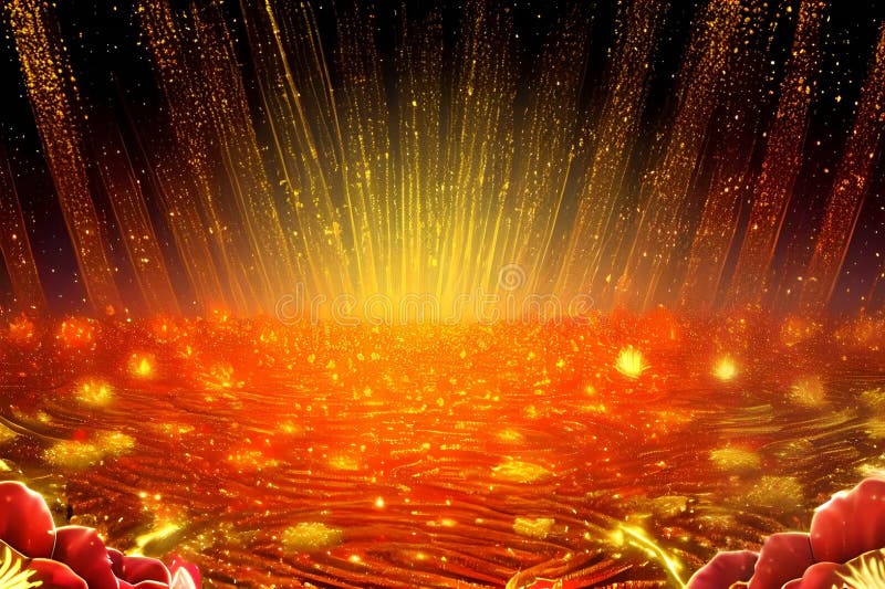 Abstract Glowing Rich Color Red Gold Silver and Magical Dust Stock ...