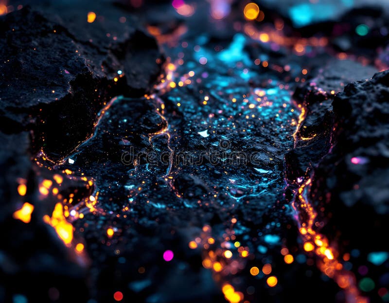 Abstract Glowing Rock Formation with Intense Colors and Light Effects ...