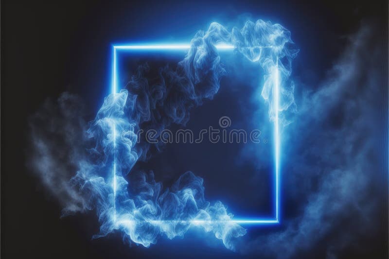 Abstract of Glowing Smoke Square Frame Illuminated with Neon Light on ...