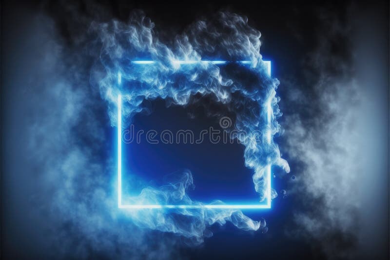 Abstract of Glowing Smoke Square Frame Illuminated with Neon Light on ...
