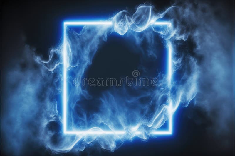Abstract of Glowing Smoke Square Frame Illuminated with Neon Light on ...