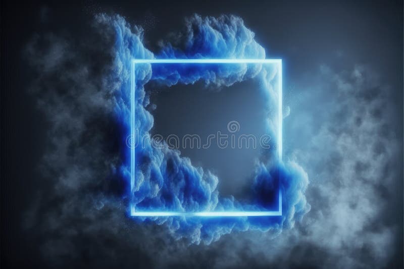 Abstract of Glowing Smoke Square Frame Illuminated with Neon Light on ...