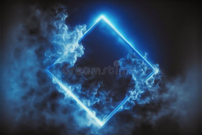 Abstract of Glowing Smoke Square Frame Illuminated with Neon Light on ...