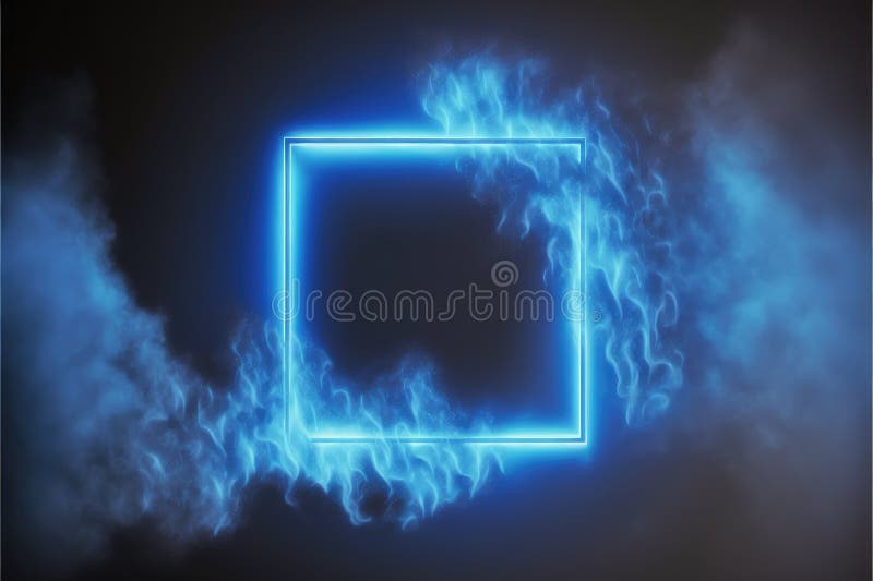 Abstract of Glowing Smoke Square Frame Illuminated with Neon Light on ...