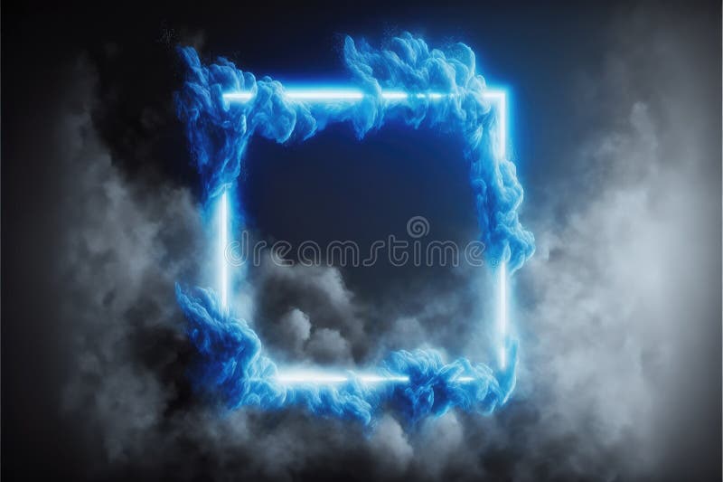 Abstract of Glowing Smoke Square Frame Illuminated with Neon Light on ...