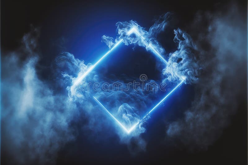Abstract of Glowing Smoke Square Frame Illuminated with Neon Light on ...