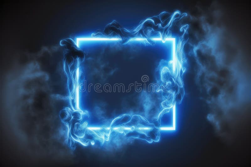 Abstract of Glowing Smoke Square Frame Illuminated with Neon Light on ...