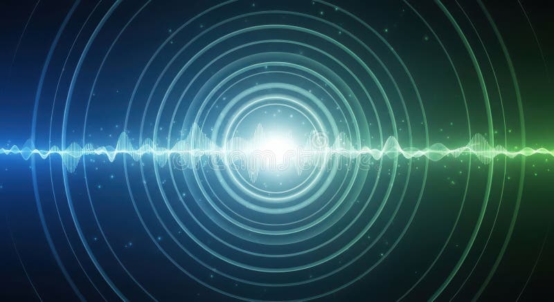 Abstract Glowing Sound Wave Emanating from a Bright Light Source Stock Illustration ...