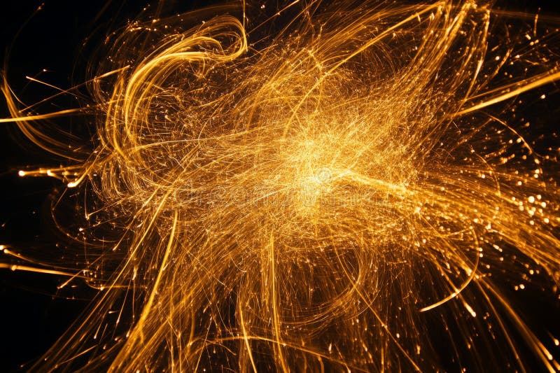 Abstract Glowing Sparks Texture, Dynamic Golden Light Particles on a ...