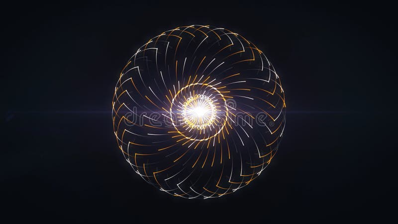 Abstract Glowing Sphere Pulsating and Spreading Lines that Flying ...