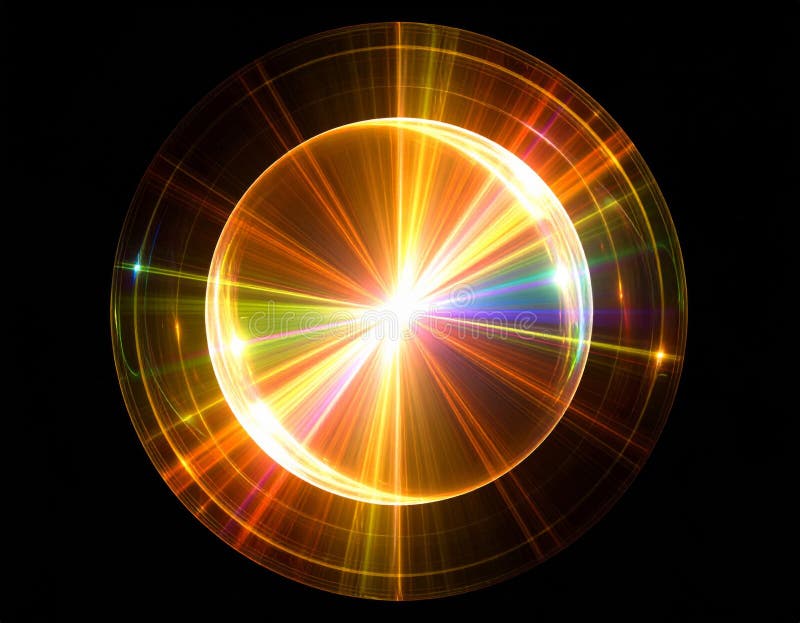 Abstract Glowing Sphere with Radial Light Rays Stock Illustration - Illustration of circular ...