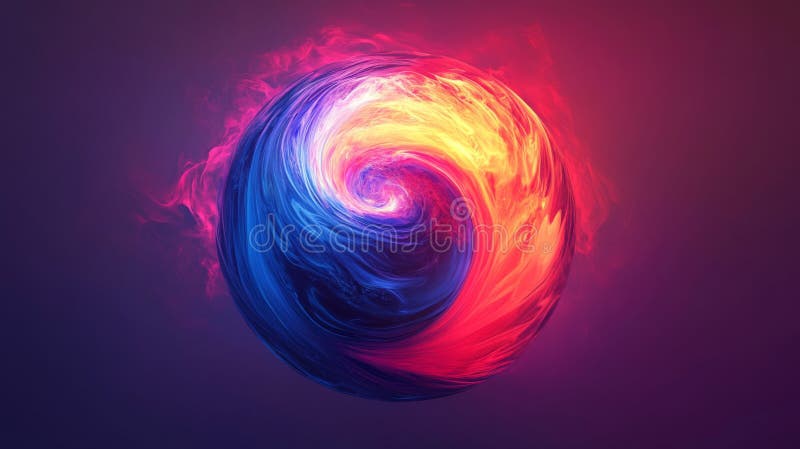 Abstract Glowing Sphere with Red and Blue Fire Swirls Stock ...