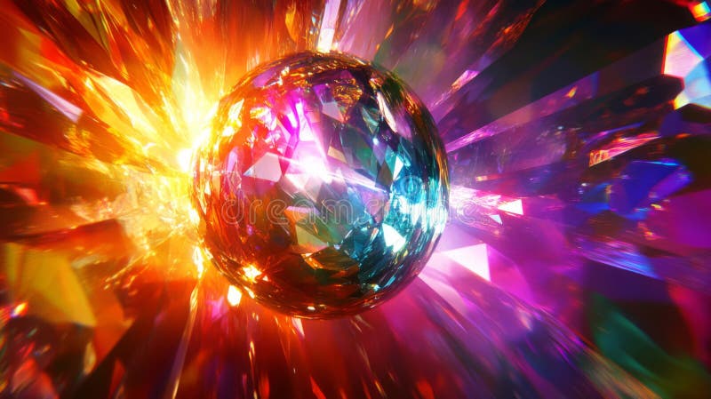 Abstract Glowing Sphere with Vibrant Rainbow Colors Stock Illustration ...