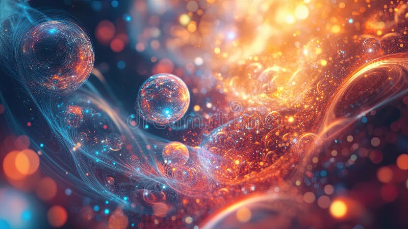 Abstract Glowing Spheres and Particles in Cosmic Space Stock ...