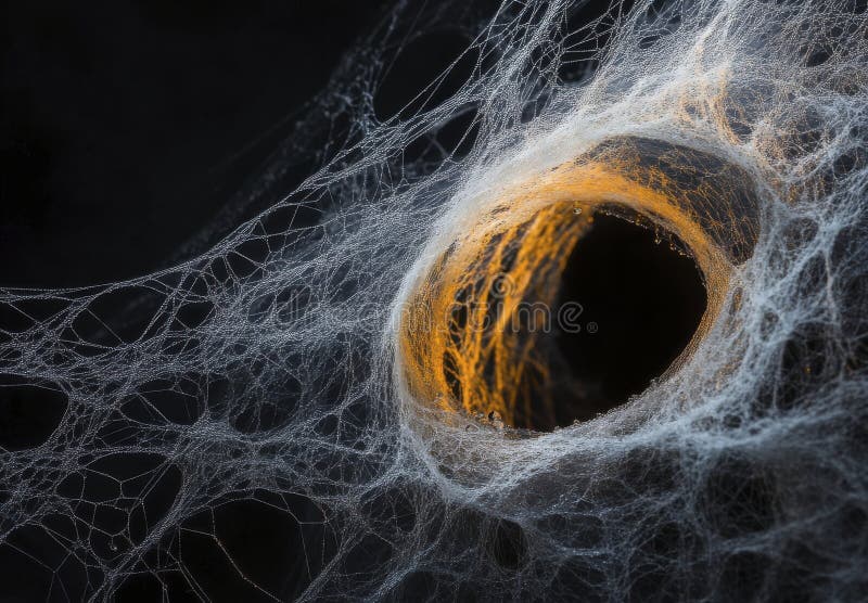 Abstract Glowing Spiderweb with Dark Central Void Stock Illustration ...