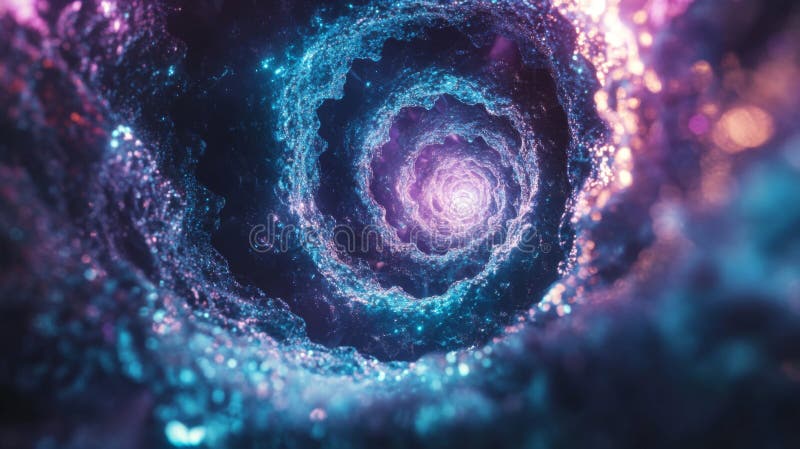 Abstract Glowing Spiral Tunnel with Sparkling Particles Stock ...