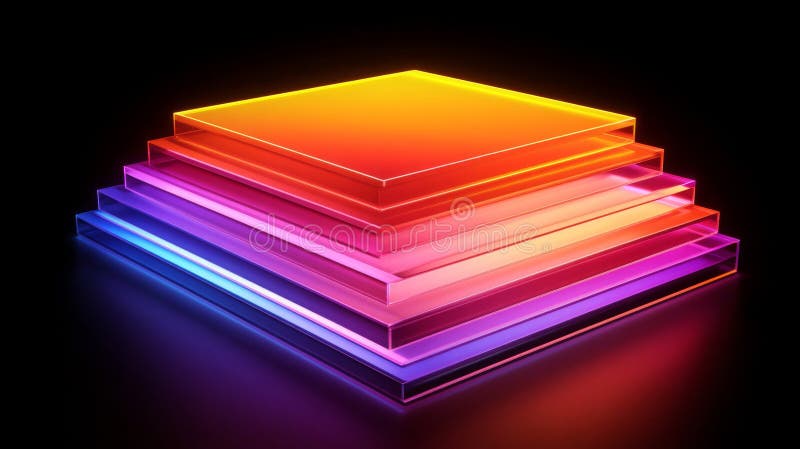 Abstract Glowing Square Layers Digital Composition Stock Illustration ...