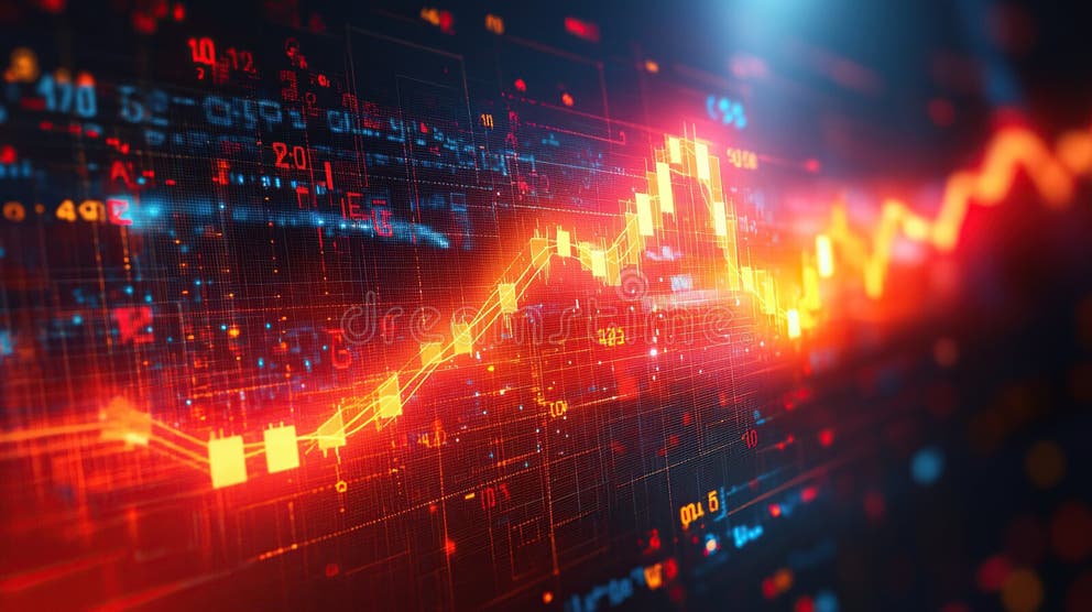 Abstract Glowing Stock Market Chart with Rising and Falling Data Stock ...