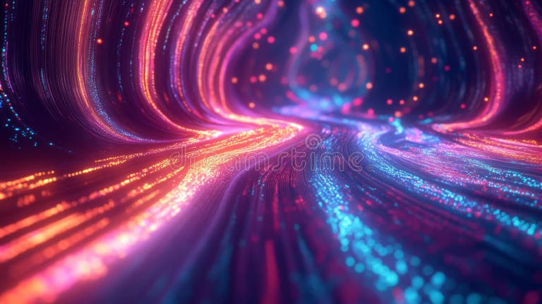 Abstract Glowing Streams of Light Form a Vibrant Wave Stock Photo ...