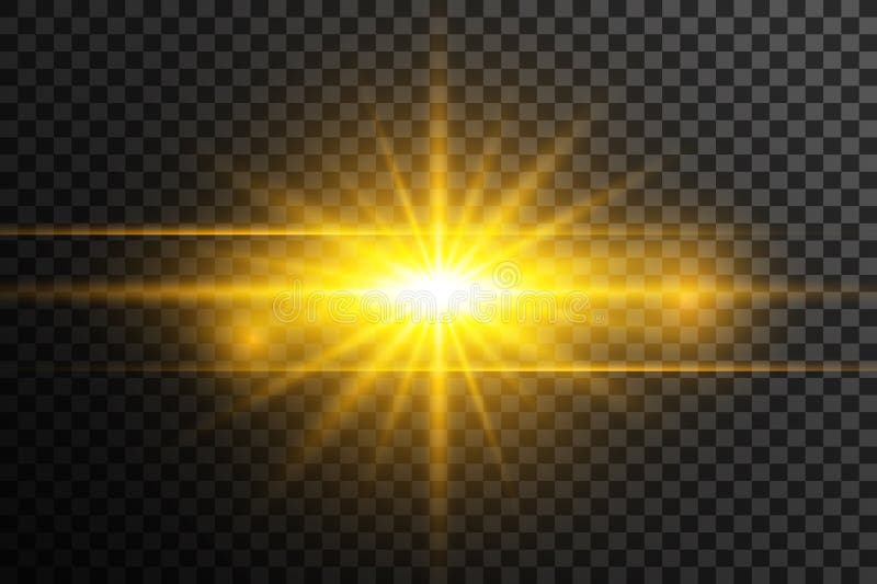 Abstract and Glowing Sunbeam Light Flare Transparent Background Stock ...