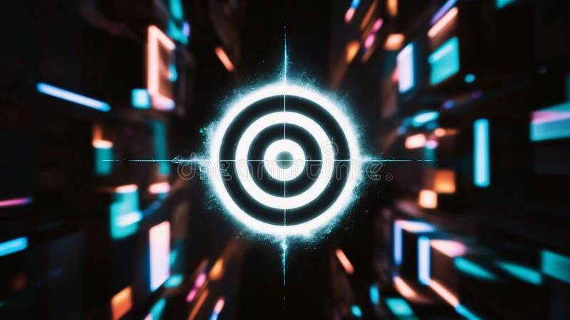 Abstract Glowing Target in Neon Cityscape, High Quality Image Stock ...