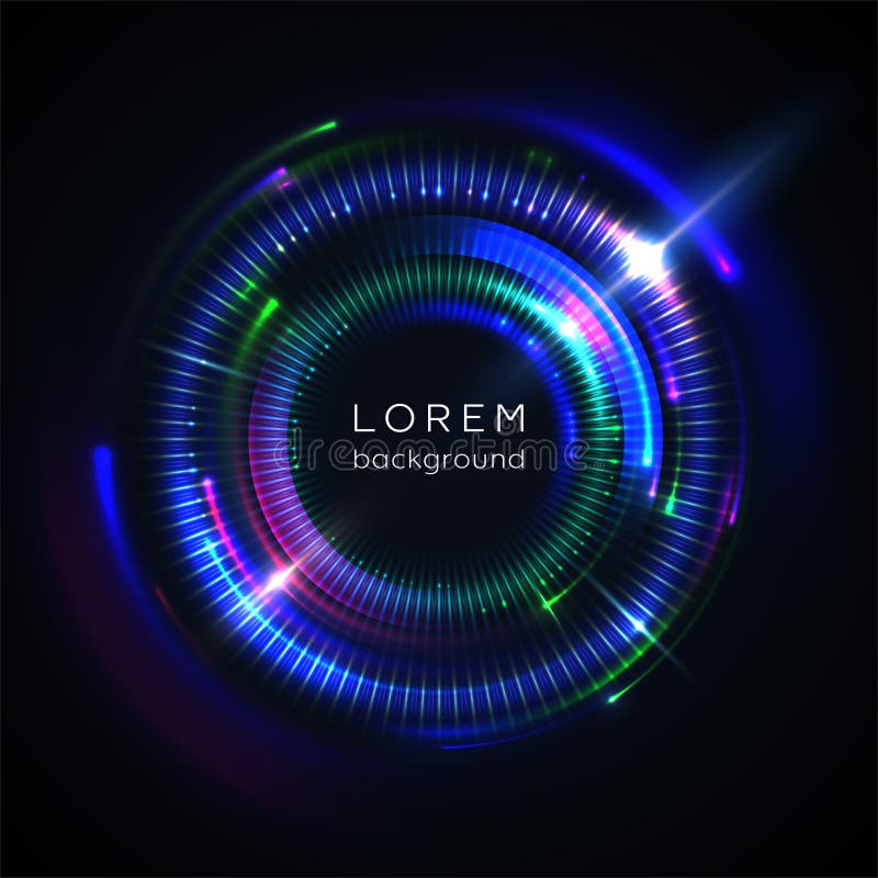 Abstract Glowing Tech Background with Round Elements Stock Vector ...