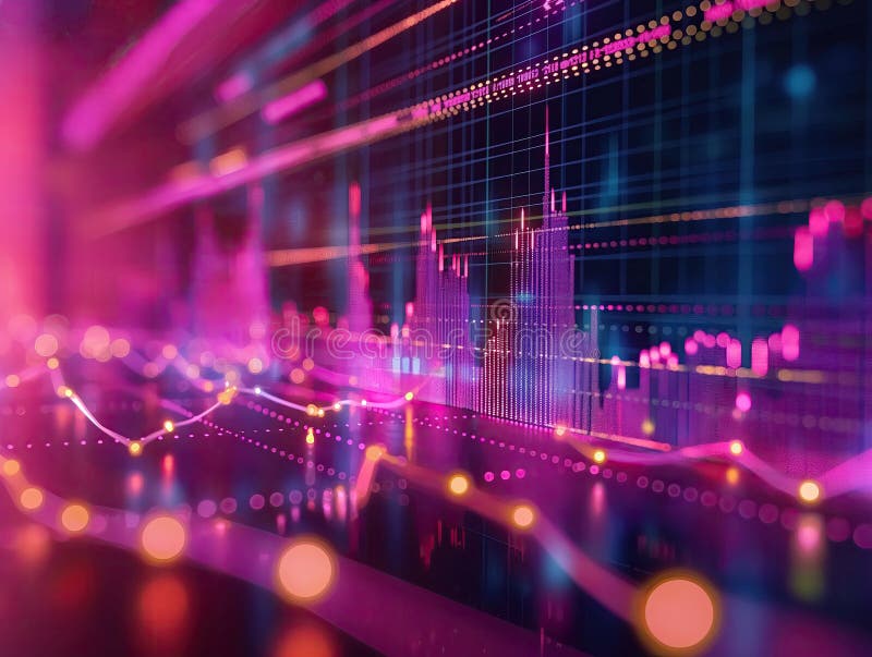 Abstract Glowing Trading Chart Stock Illustration - Illustration of ...