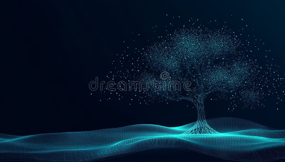 Abstract Glowing Tree Made of Nodes and Connections. Big Data ...