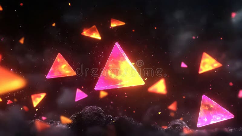 Abstract Glowing Triangles in a Dark Environment, Creating a Dynamic ...