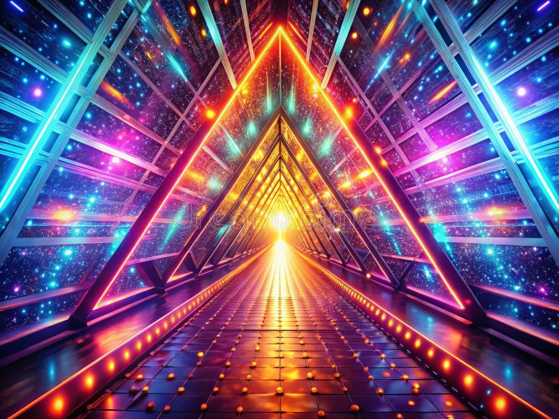 Abstract Glowing Triangular Tunnel a Visual Exploration of Infinite ...