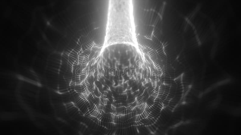 Abstract Glowing Tunnel Structure with Dynamic Grid Lines and Bright ...