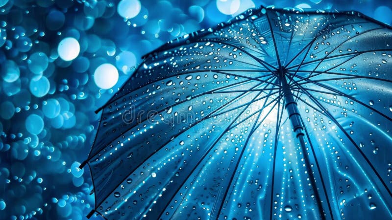 Abstract Glowing Umbrella Representing Digital Safety Net on Blue ...