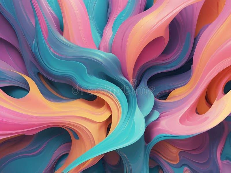 Abstract Glowing Vibrant Mix of Pastel Hues with a Dynamic 3d Extrusion ...