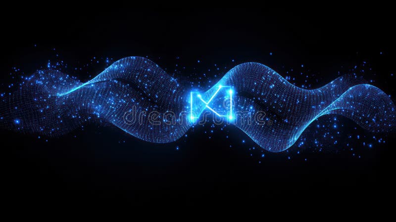 Abstract Glowing Wave Design with a Central Symbol Stock Photo - Image ...