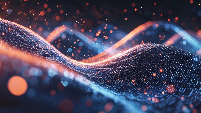 Abstract Glowing Wave of Digital Particles in Motion Stock Image ...