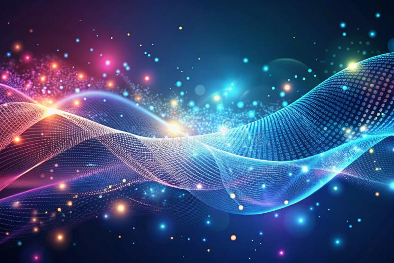 Abstract Glowing Wave Energy Digital Art Background Stock Image - Image ...