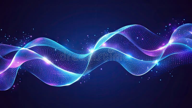 Abstract Glowing Wave, Energy Flow, Digital Art Stock Image - Image of ...