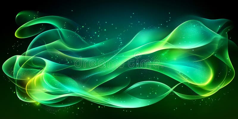 Abstract Glowing Wave of Jade and Cerulean Blue with Glitter Elements ...