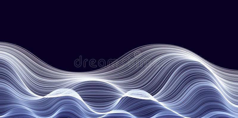 Abstract Glowing Wave Lines, Water Waves with Smooth Motion on Dark ...
