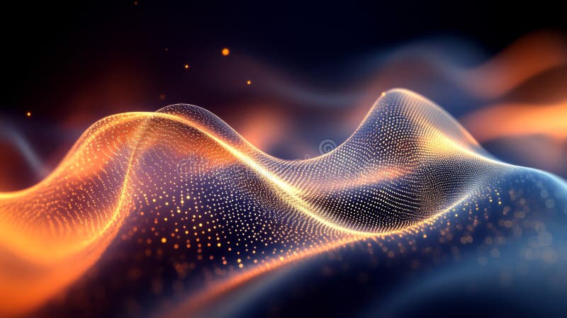 Abstract Glowing Wave of Orange and Blue Particles Stock Illustration ...